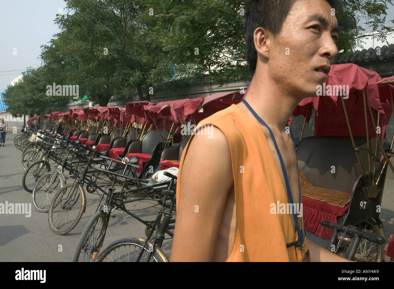 Chinese bicycle rickshaw driver with rickshaws Beijing China Stock ...