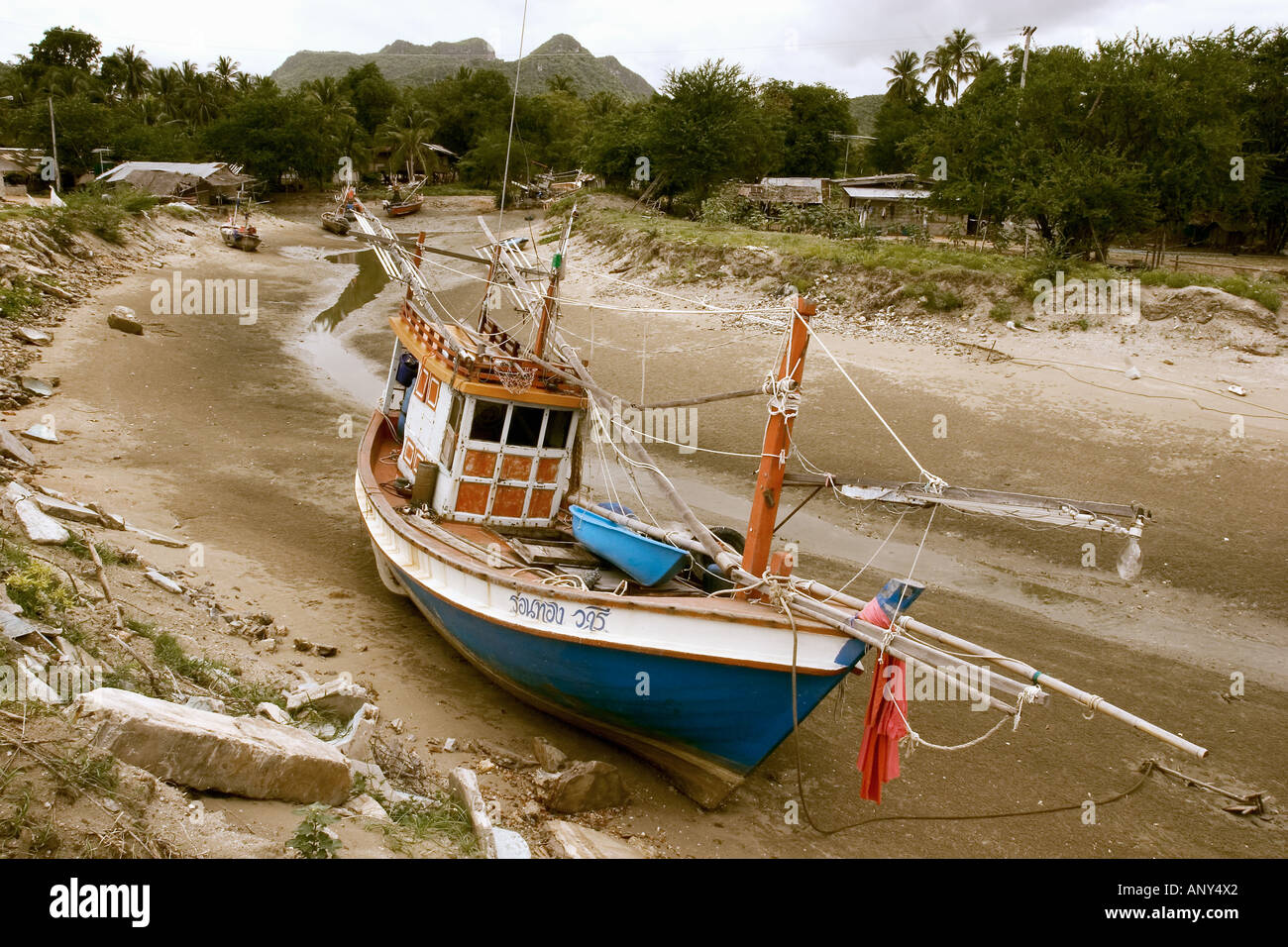 Thailand, Fishing Boats on Sam Roi Yot Beach Stock Photo - Alamy
