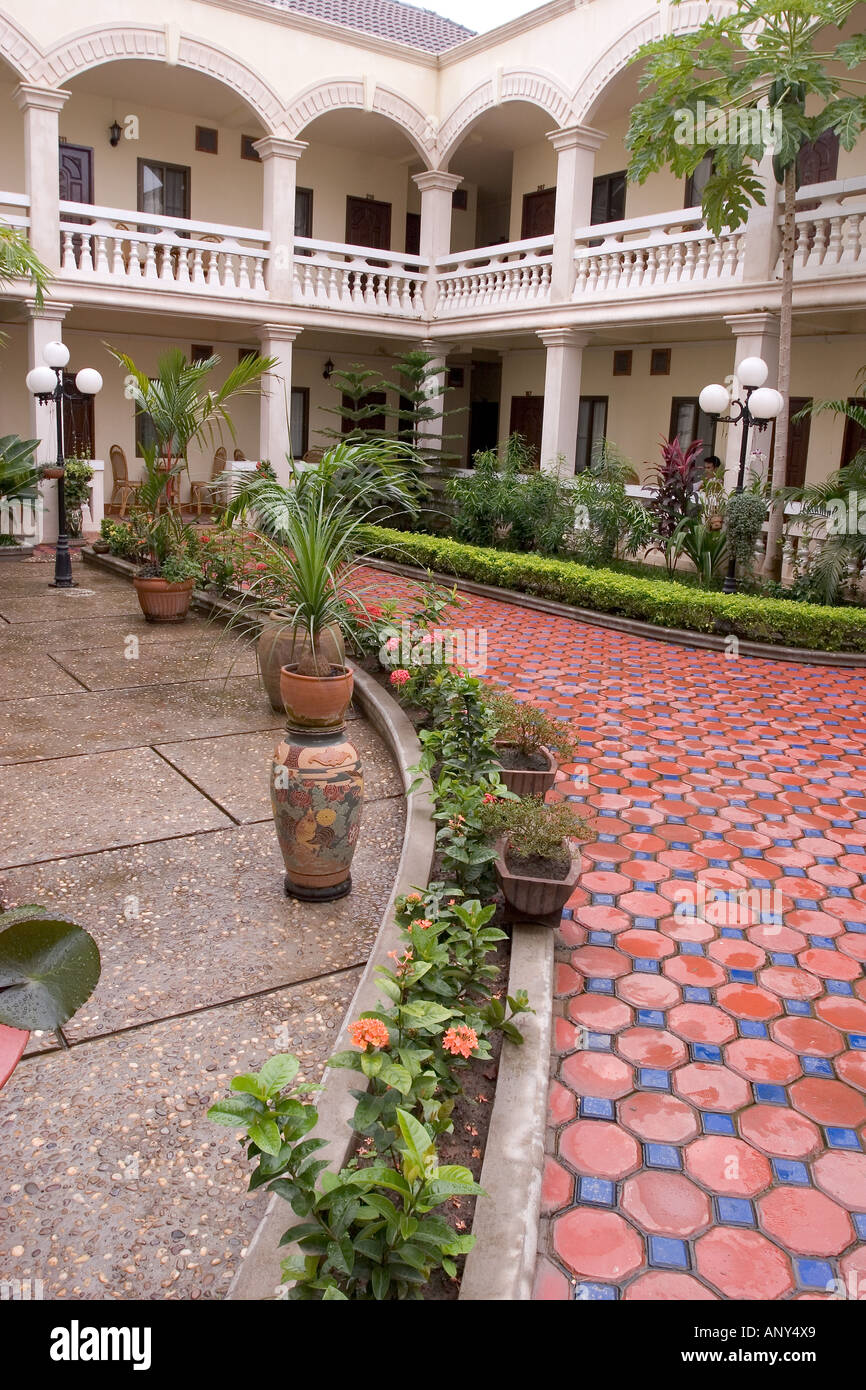 Laos, Vientiane, Garden detail, colonial house, Guest house Stock Photo ...