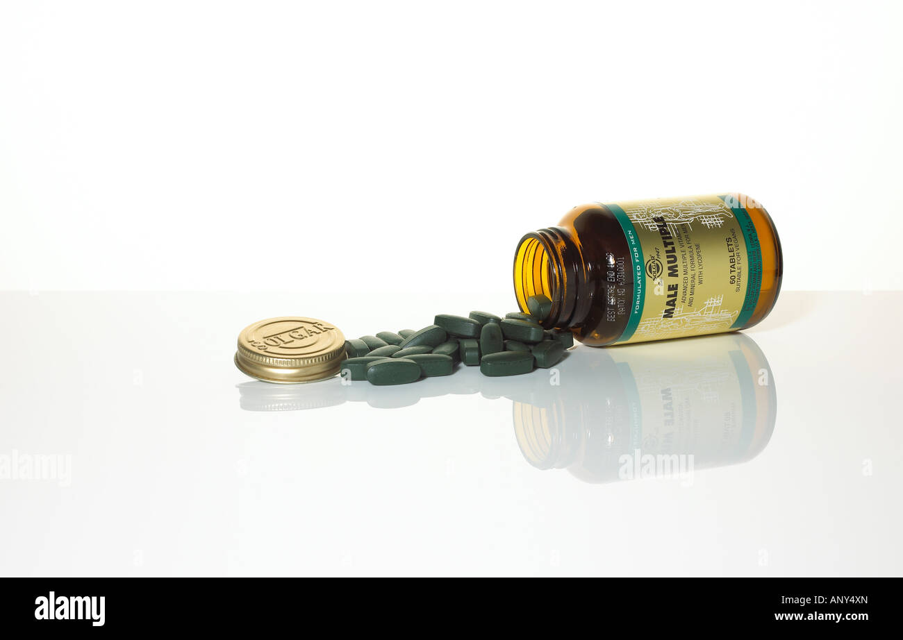 male multivitamin supplement pills Stock Photo - Alamy