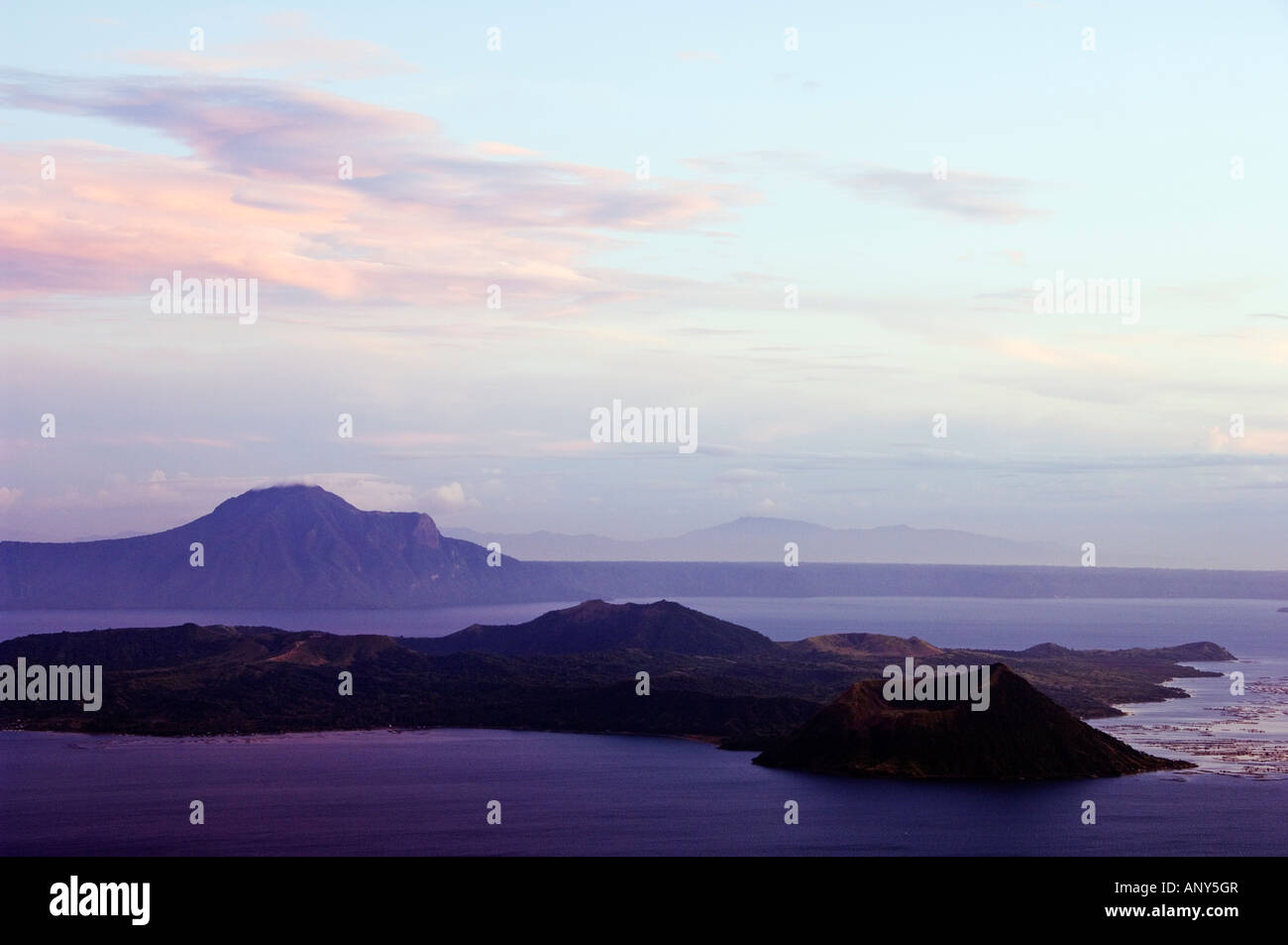 Philippines, Luzon, Batangas, Talisay. Lake Taal and Taal Volcano at ...
