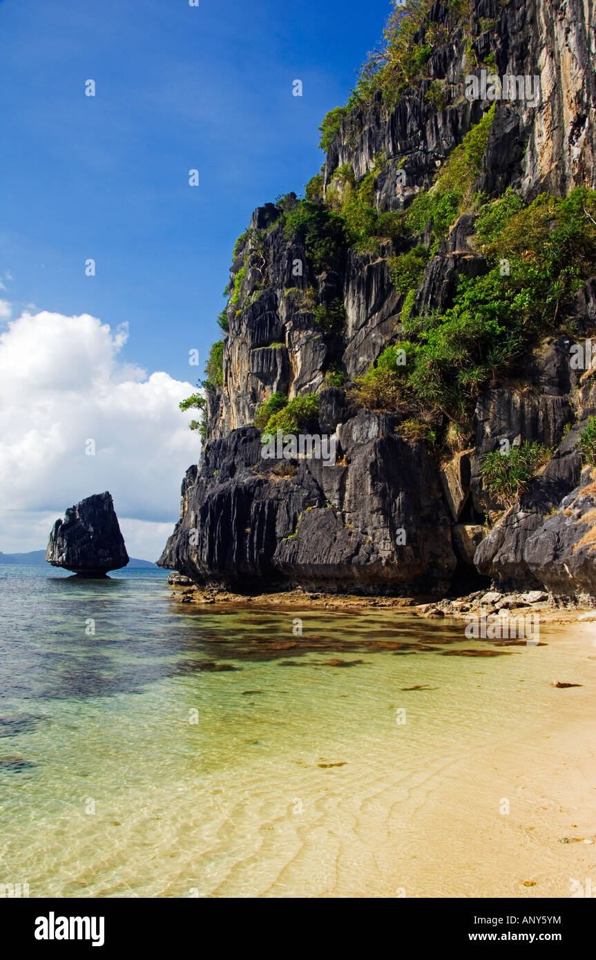Philippines Palawan Province El Nido Town Bacuit Bay Unusual Limestone Rock Formations Near