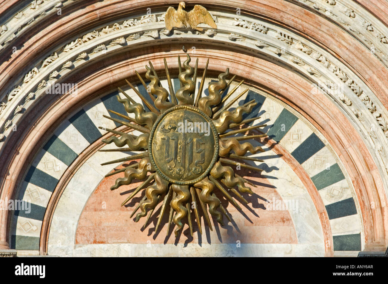 Italy, Tuscany, Siena. The Sun Symbol, also the symbol of the risen ...