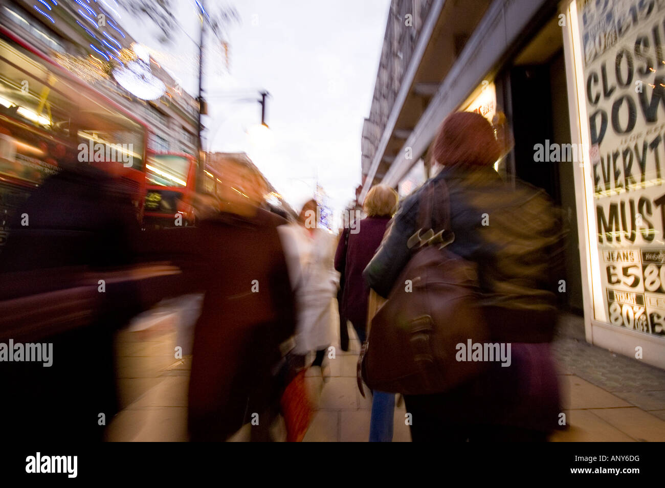 blurred people moving and walk in oxford street in london Stock Photo ...