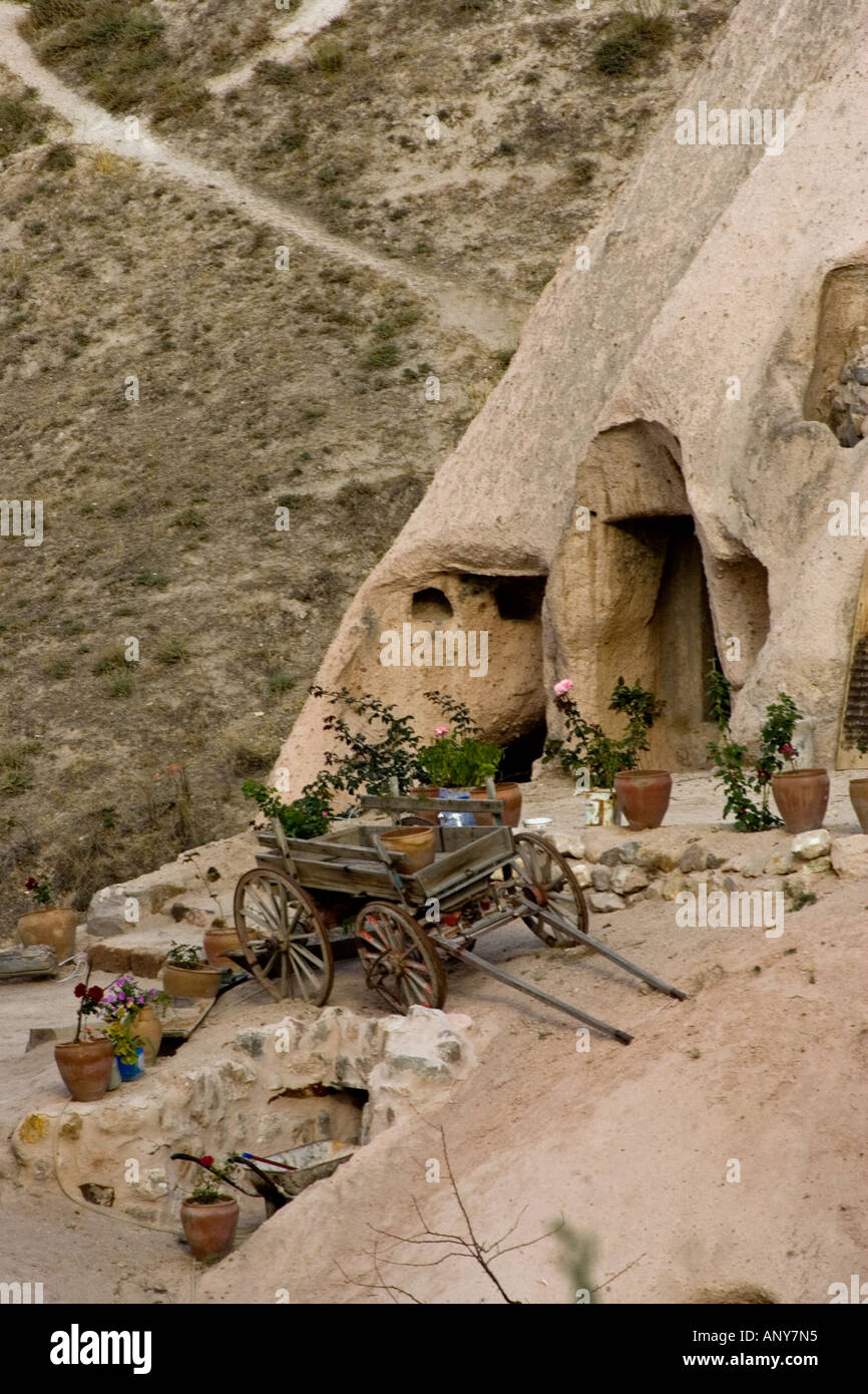 Turkey, Cappadocia, wagon in front of fairy stack home Stock Photo - Alamy