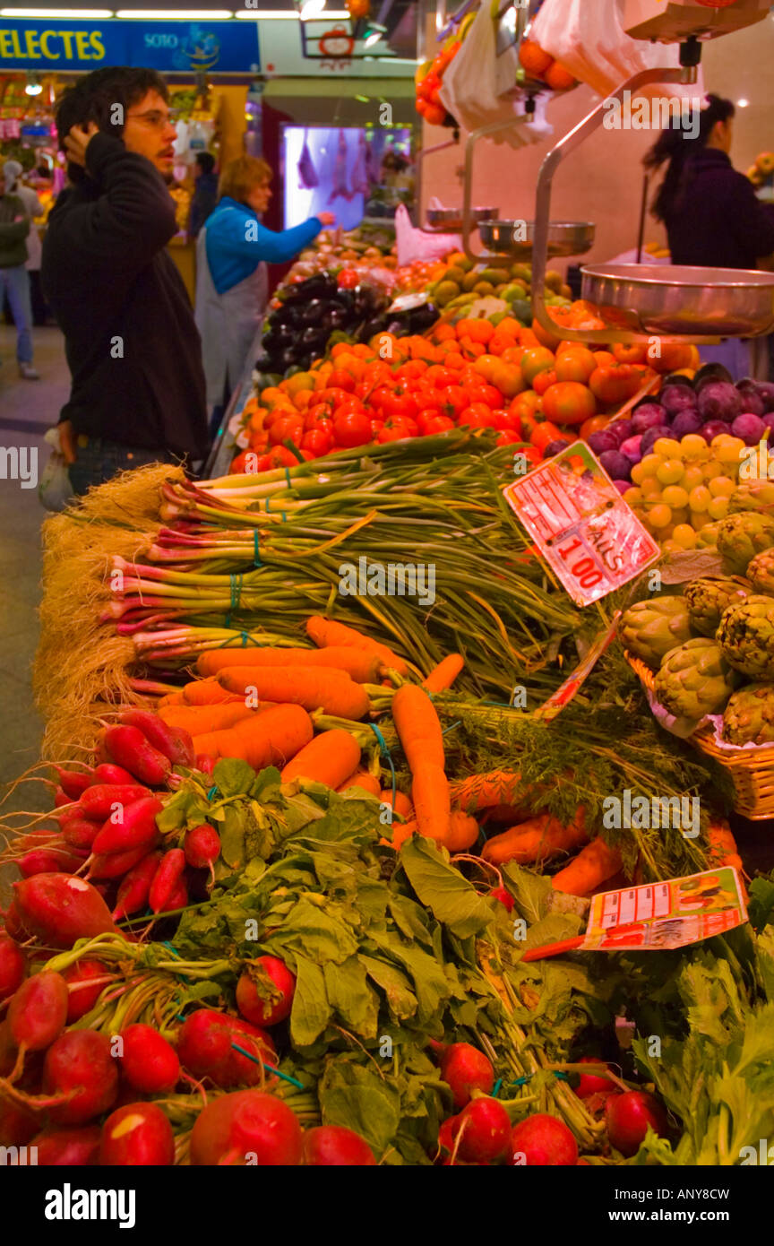 Vegetable stall at Santa Caterina market in Barcelona Catalonia Spain ...