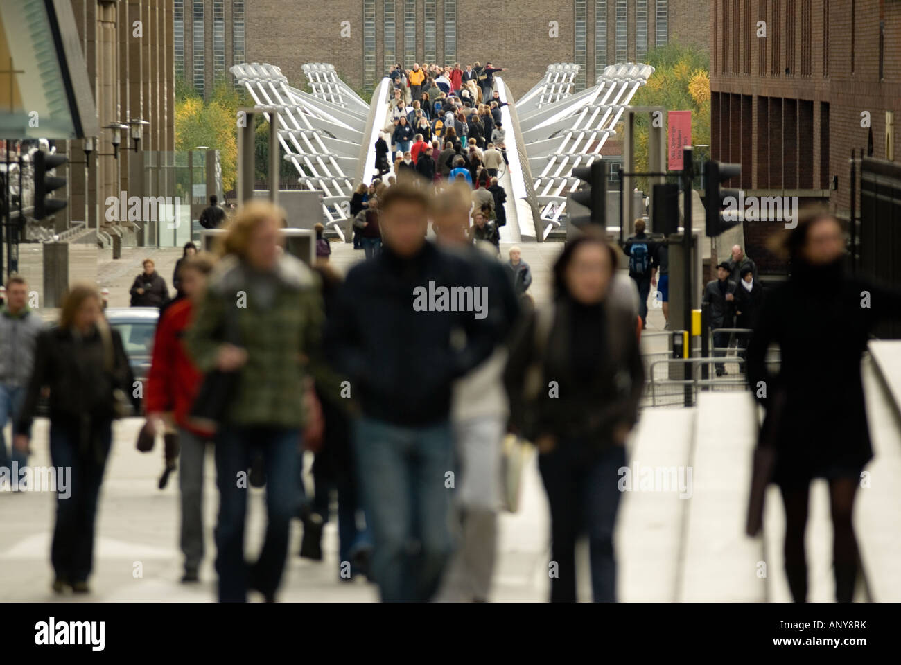 Millenium Bridge people walk London Stock Photo - Alamy