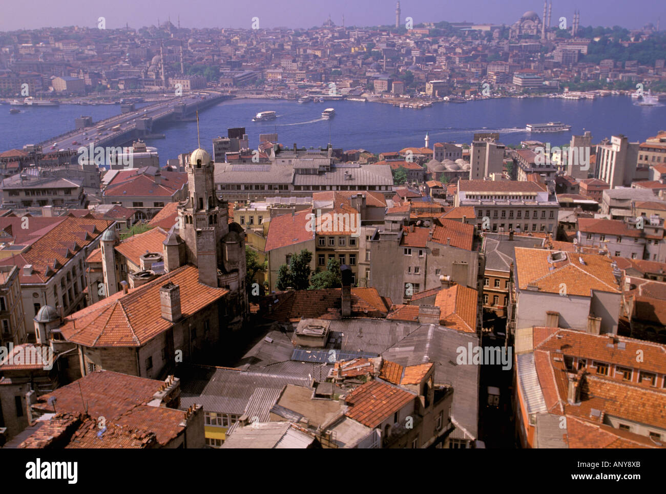 Europe, Middle East, Istanbul. View of Sultanahmet Area and Galata ...