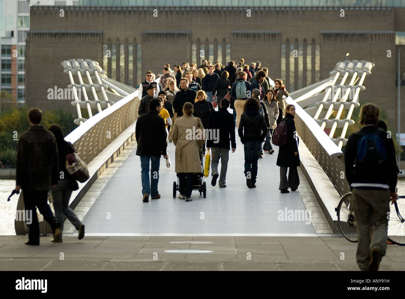 Millenium Bridge people walk London Stock Photo - Alamy