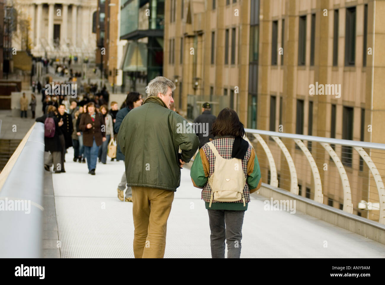 Millenium Bridge people walk London Stock Photo - Alamy