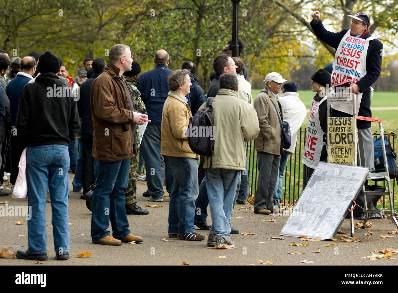 Speakers Corner man talk about jesus christ lord London Stock Photo - Alamy