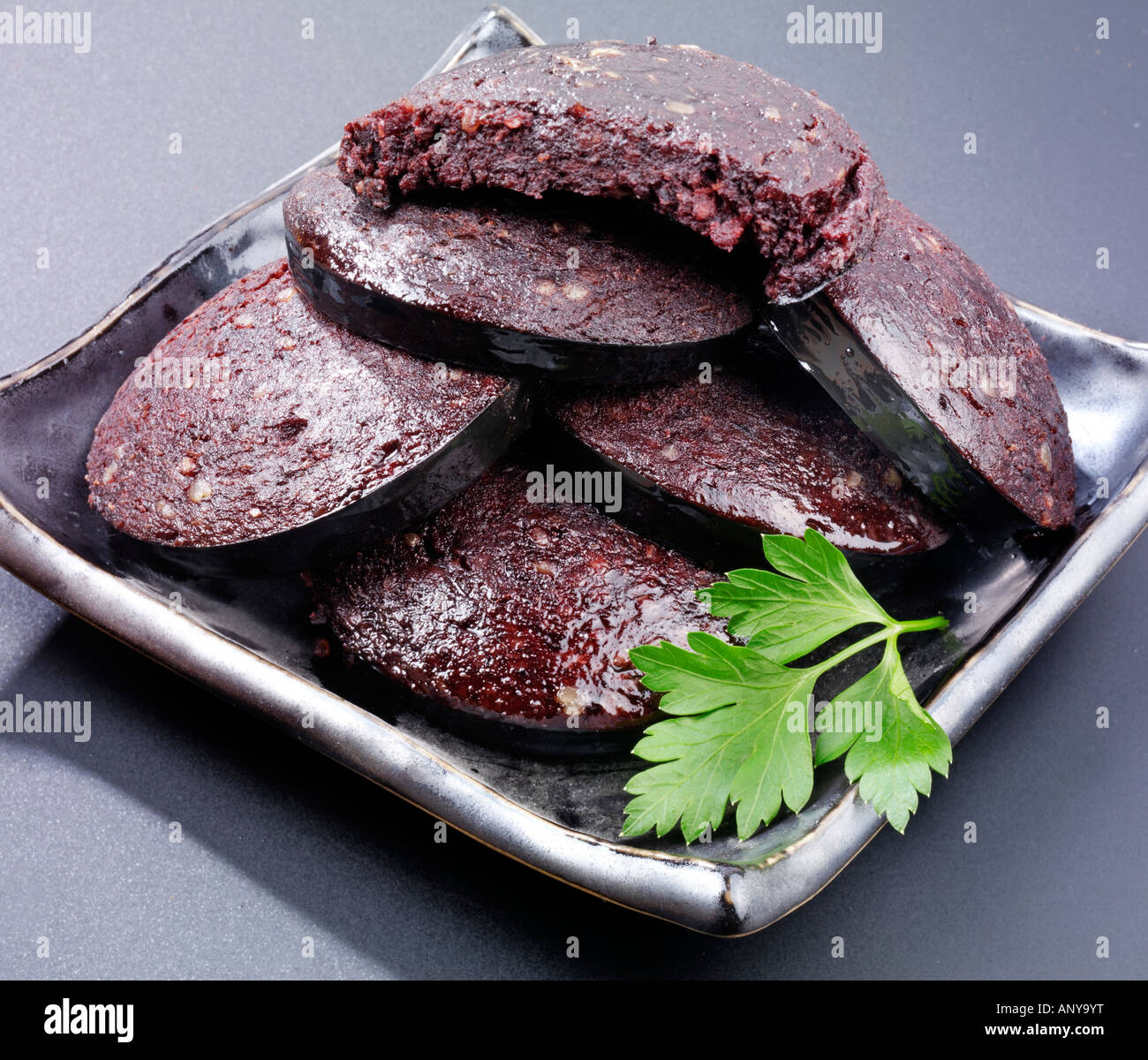 PLATE OF SLICED BLOOD PUDDING Stock Photo - Alamy
