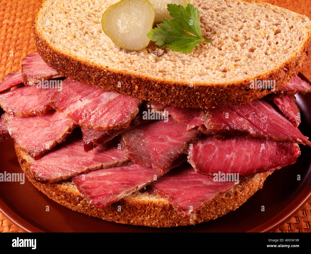 SALT BEEF SANDWICH ON RYE Stock Photo - Alamy