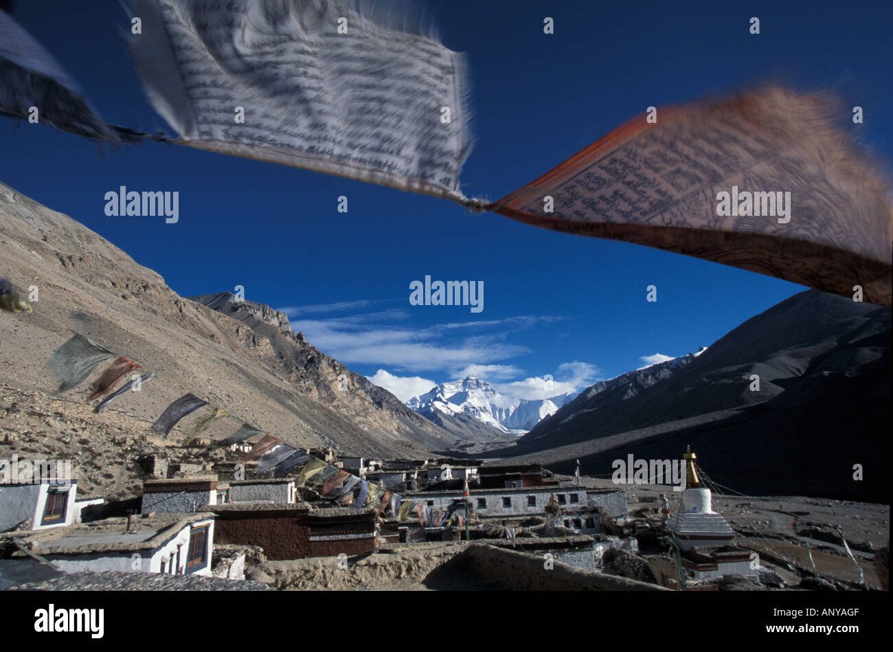 Tibet, Mt. Everest from the Rongbuk Monastery Stock Photo - Alamy
