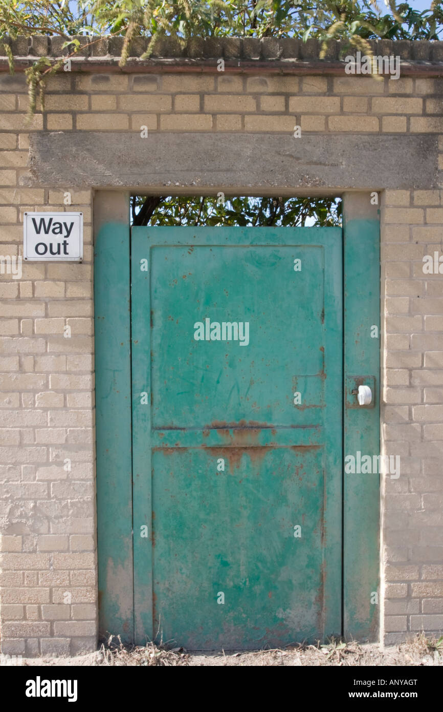 Way Out Door on Greenwich Peninsular Stock Photo - Alamy