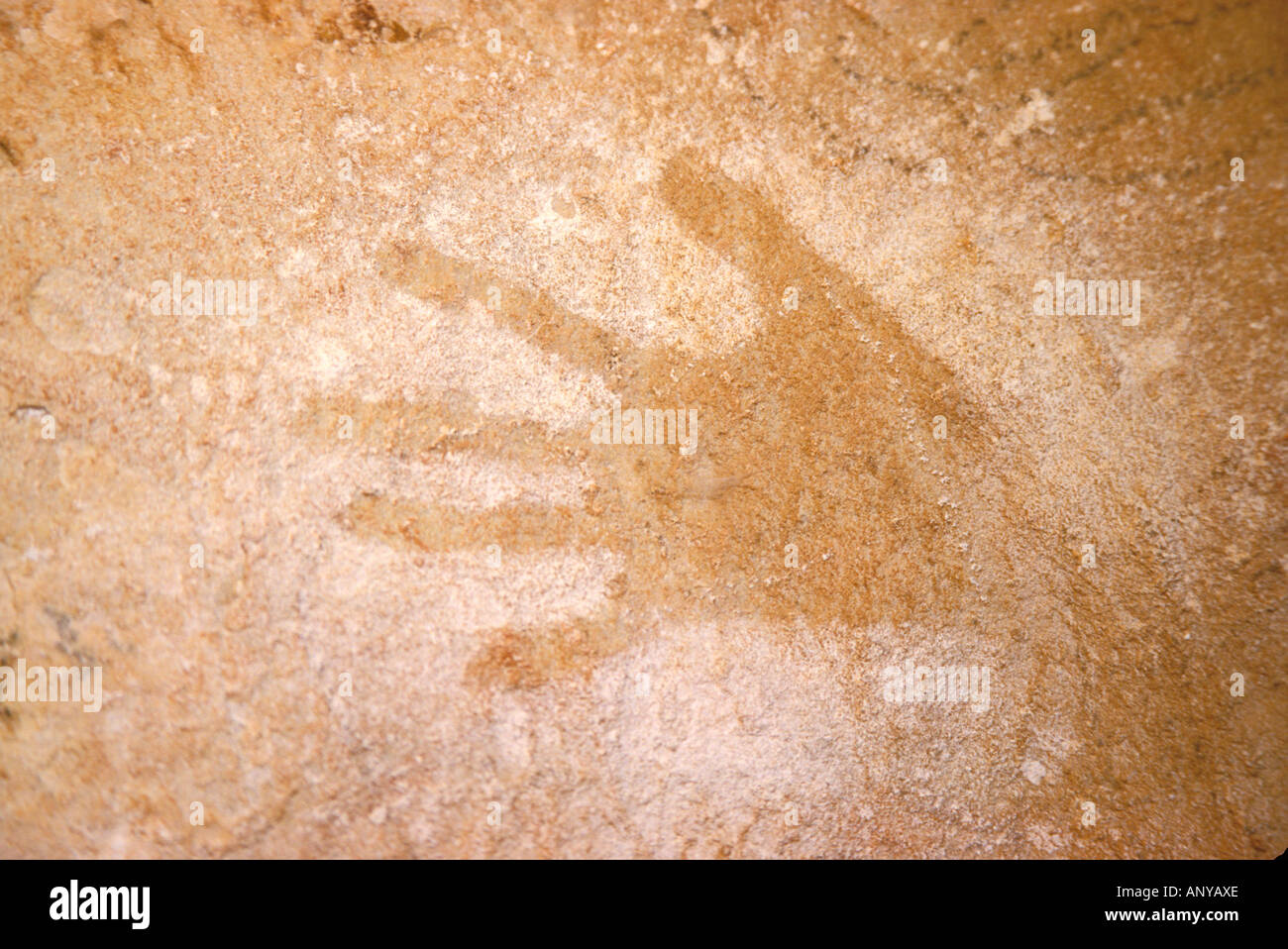 Australia, the Kimberley, Raft Point. Handprint, aboriginal paintings ...
