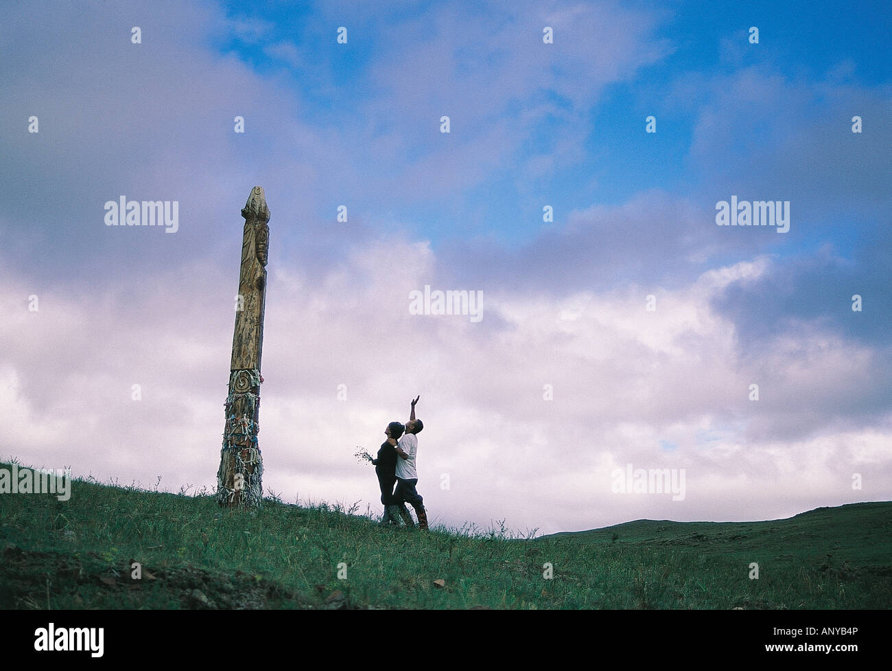 Shamanic poles called tos or toz in Altai region , Hakasia Russia Stock ...
