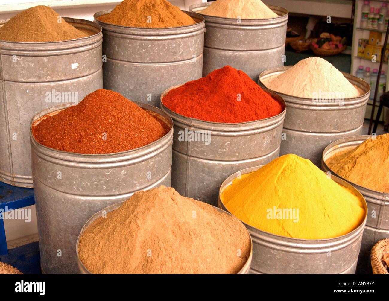 Mixed spices in containers hi-res stock photography and images - Alamy