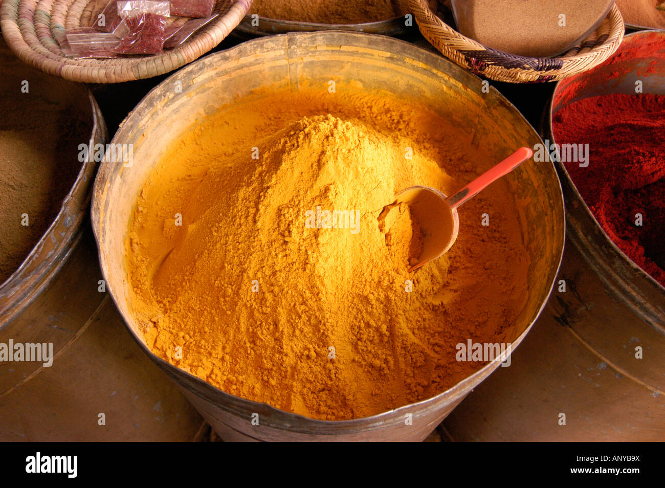 CONTAINER FULL OF TURMERIC Stock Photo - Alamy