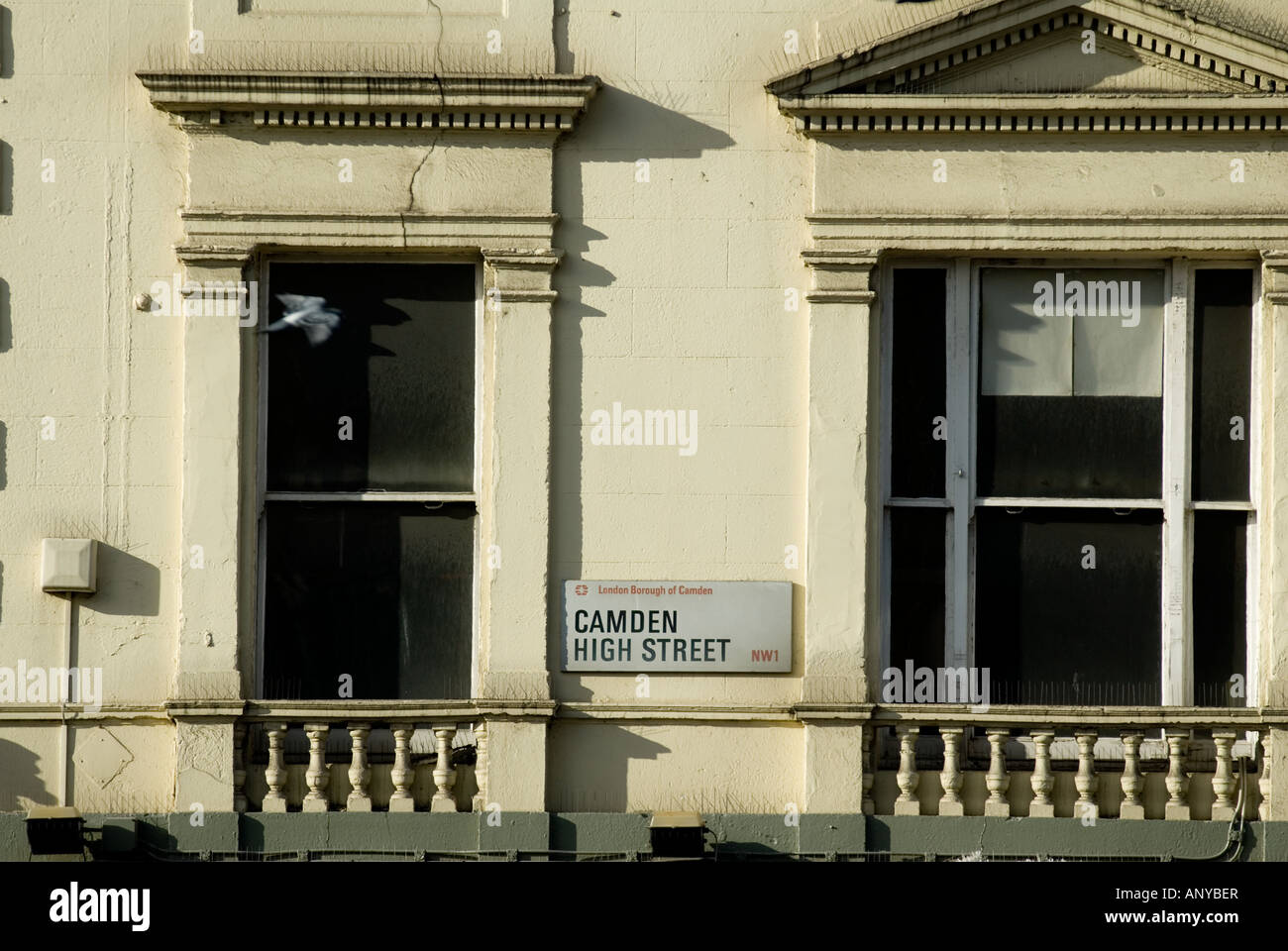 camden town camden high street sign between windows London Stock Photo ...