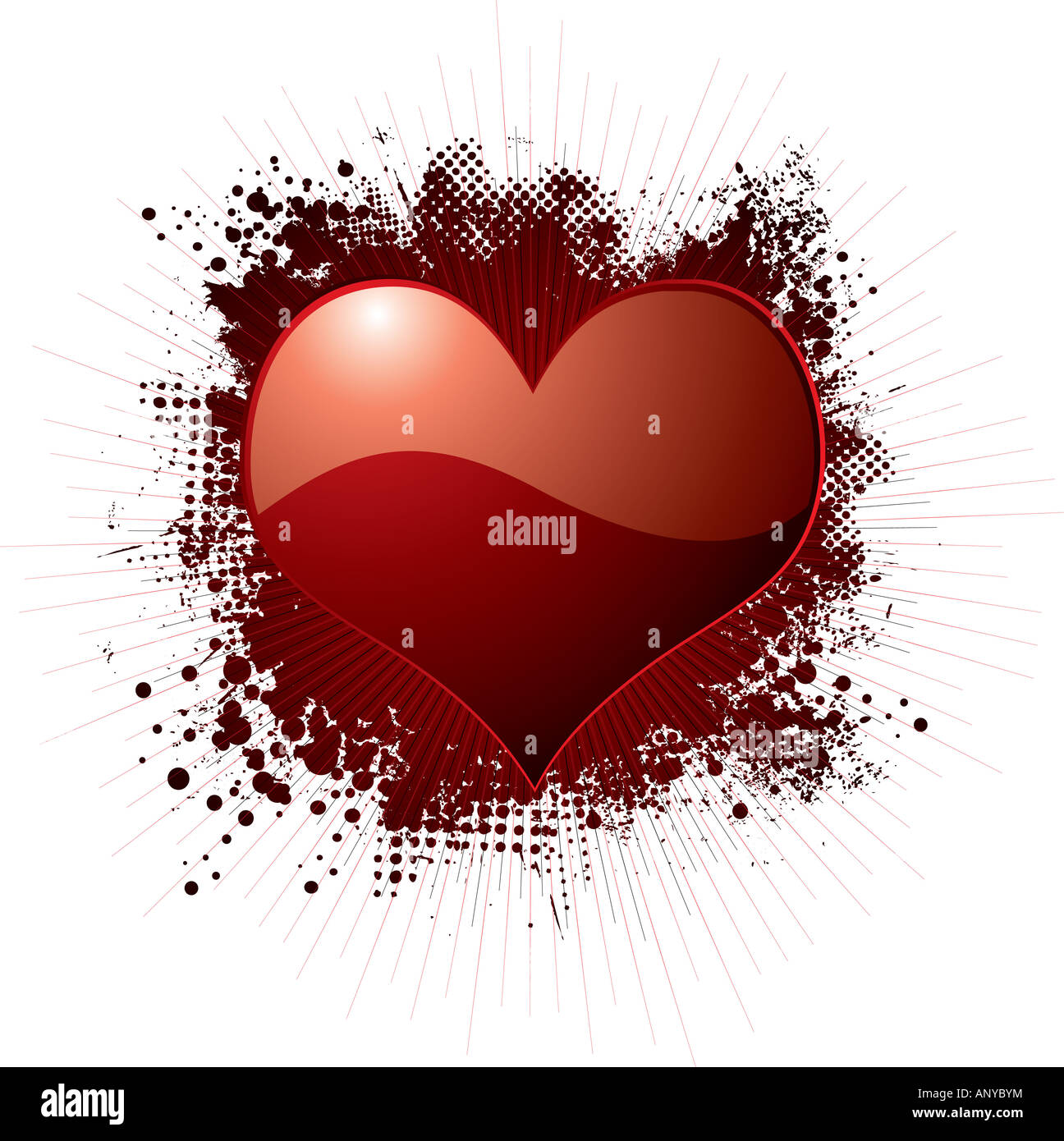 Valentines day illustration in red with an ink spray background Stock ...