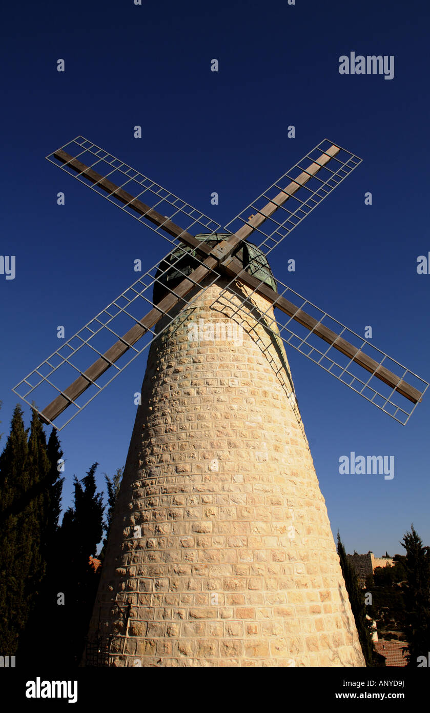The beautiful windmill in Mishkenot Sha anim Jerusalem Israel Stock ...