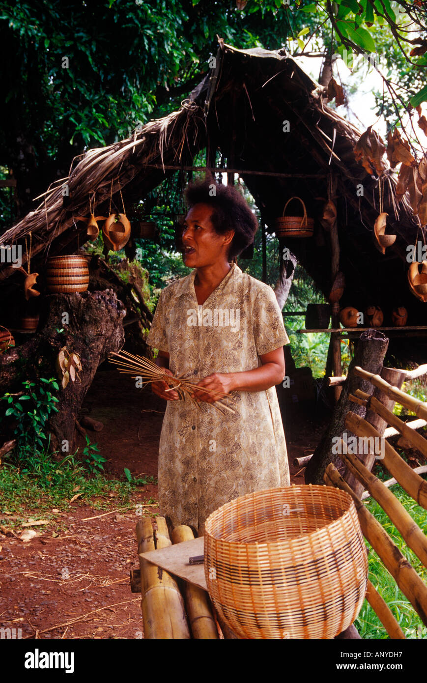 Carib Indian woman weave baskets from L'arouma reed, Carib Nation ...