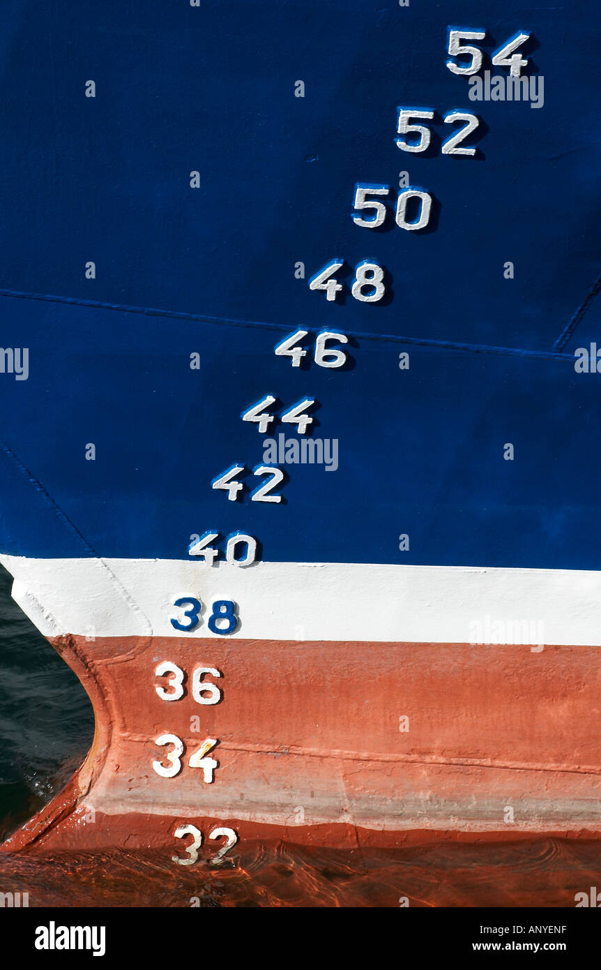 Depth numbers on ship bow Stock Photo - Alamy