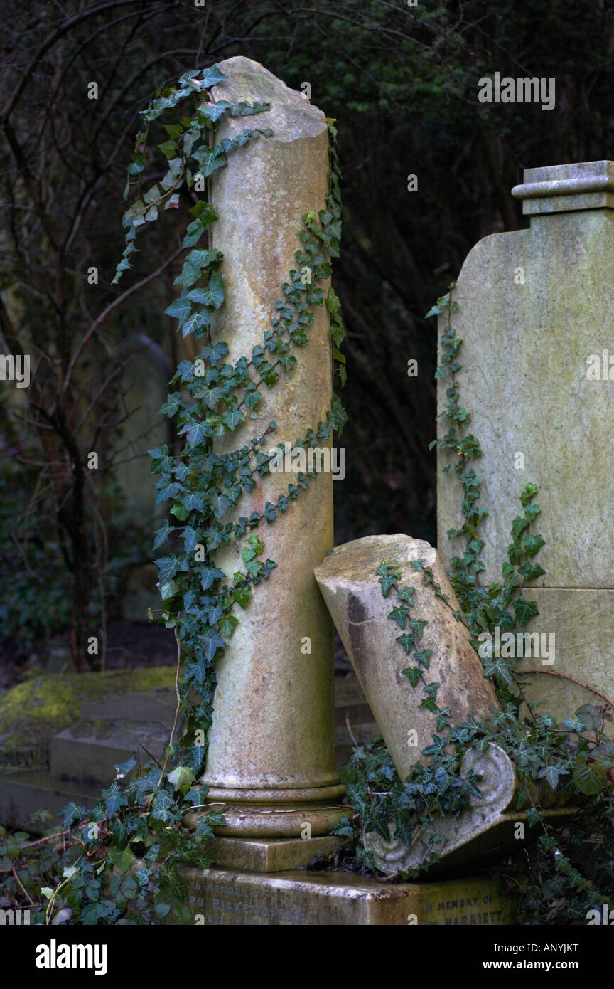 Broken columns symbolizing a life cut short at Arnos Vale Cemetery ...