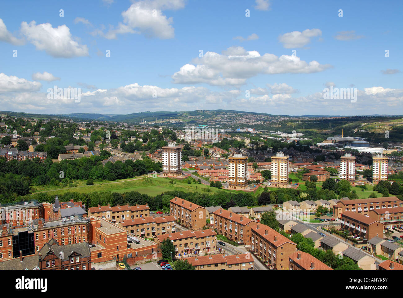 High rise view of Sheffield housing estate South Yorkshire England ...