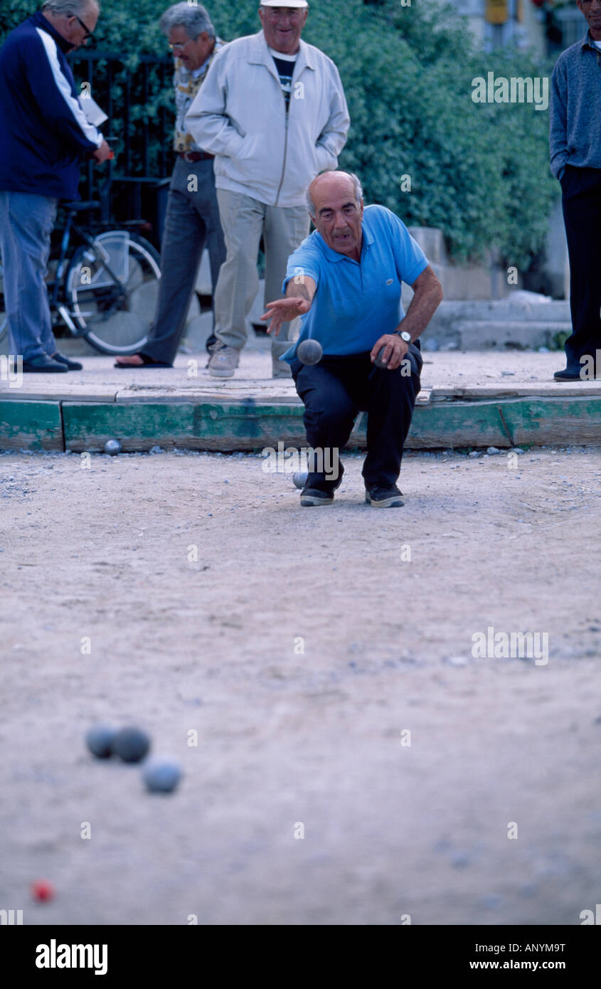 Men playing game of boules. Nice, France Stock Photo - Alamy