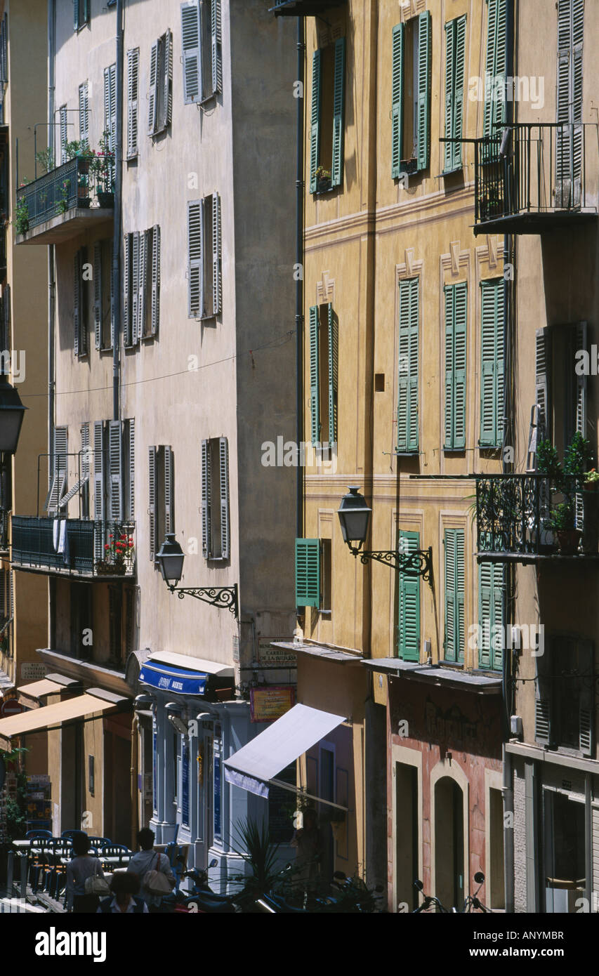 Facade of buildings in old town Nice France Stock Photo - Alamy