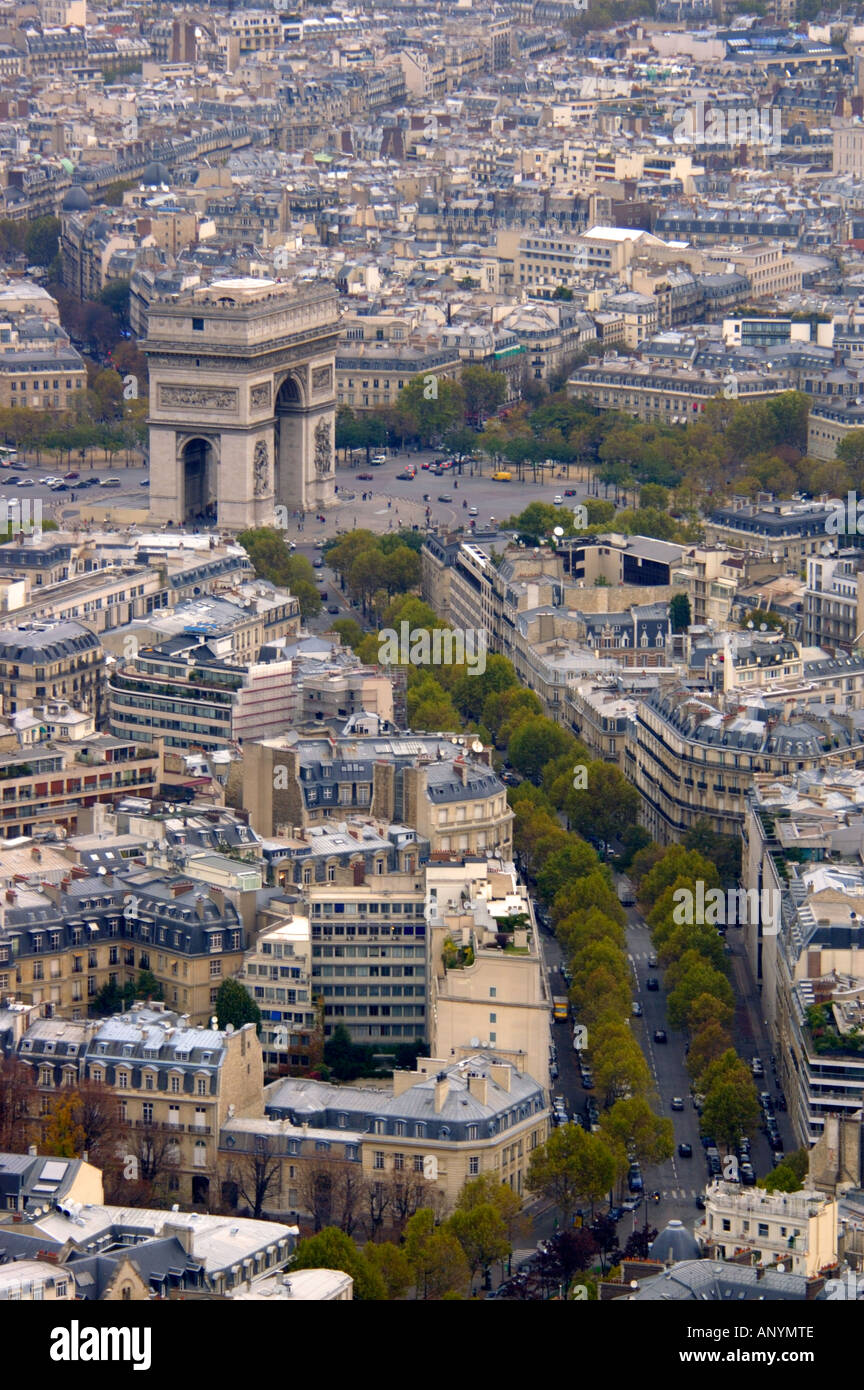 France, Paris, Arc de Triomphe, view from Eiffel Tower Stock Photo - Alamy
