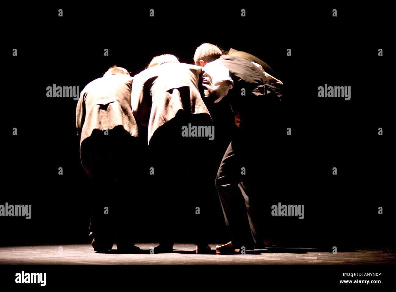 three people from the back and the head down Stock Photo - Alamy