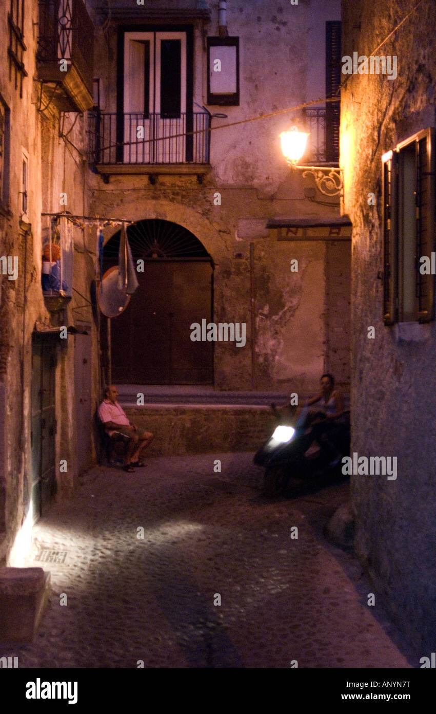 Street of Calabria by night Stock Photo - Alamy