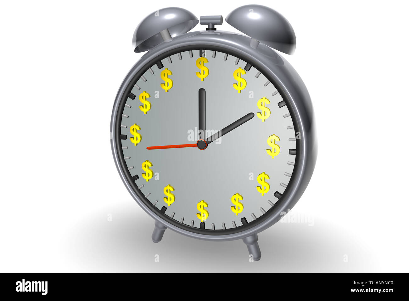 Alarm clock with dollar symbols Stock Photo - Alamy