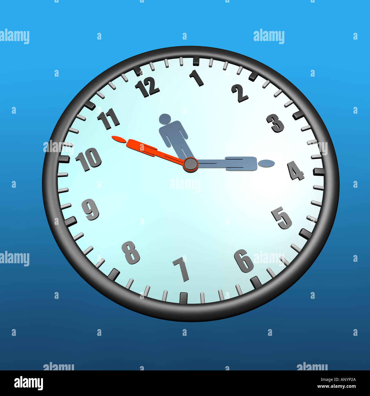 Clock with human figures in place of hands Stock Photo - Alamy