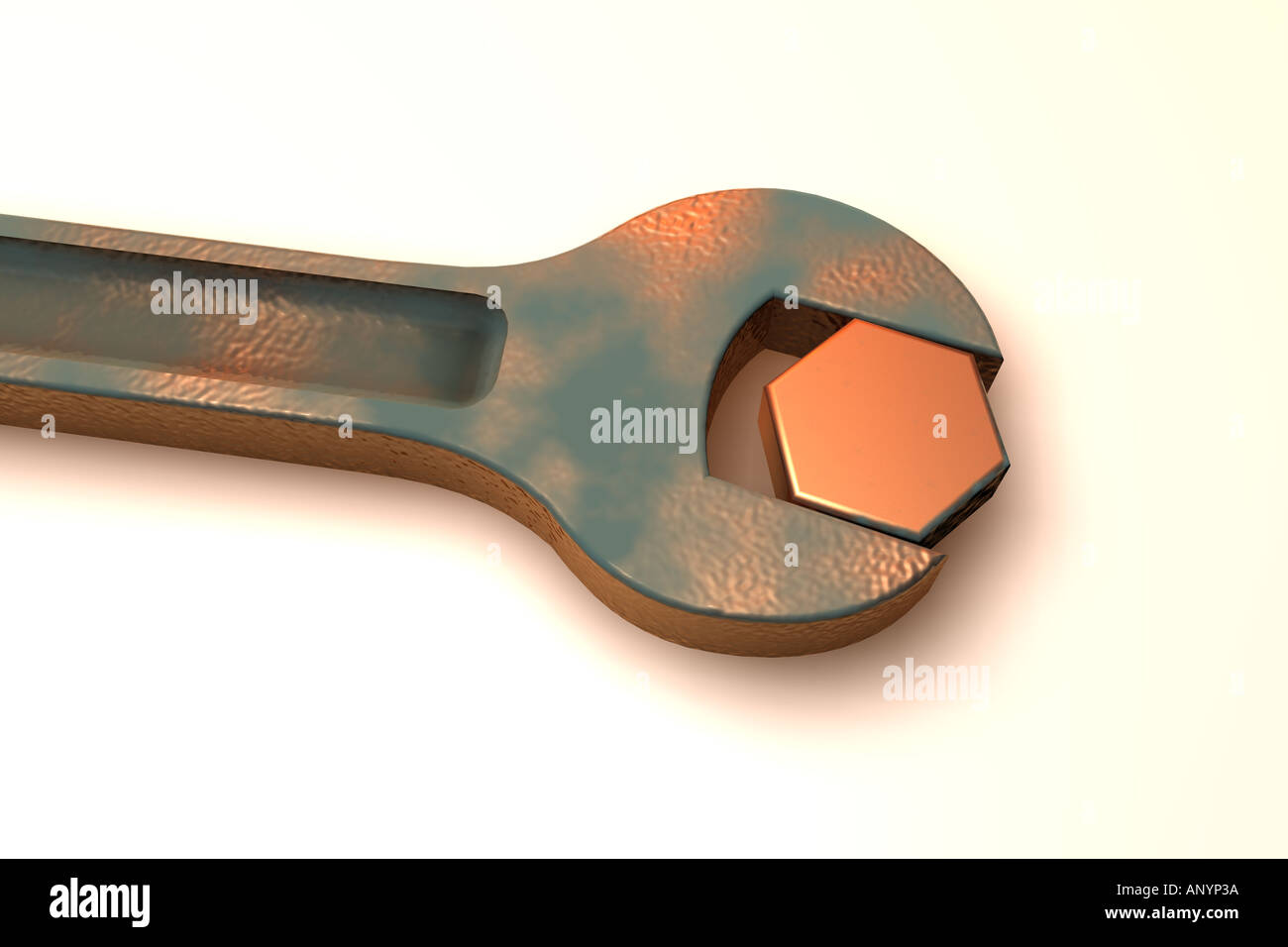 Rusty spanner turning a bolt Stock Photo - Alamy