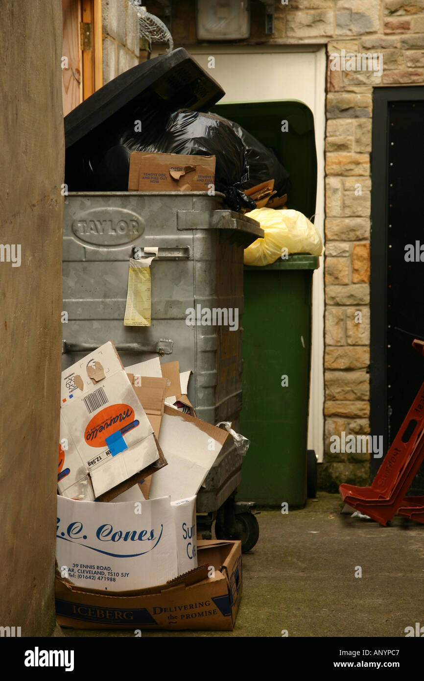 Waste Bins at rear of a shop Stock Photo - Alamy