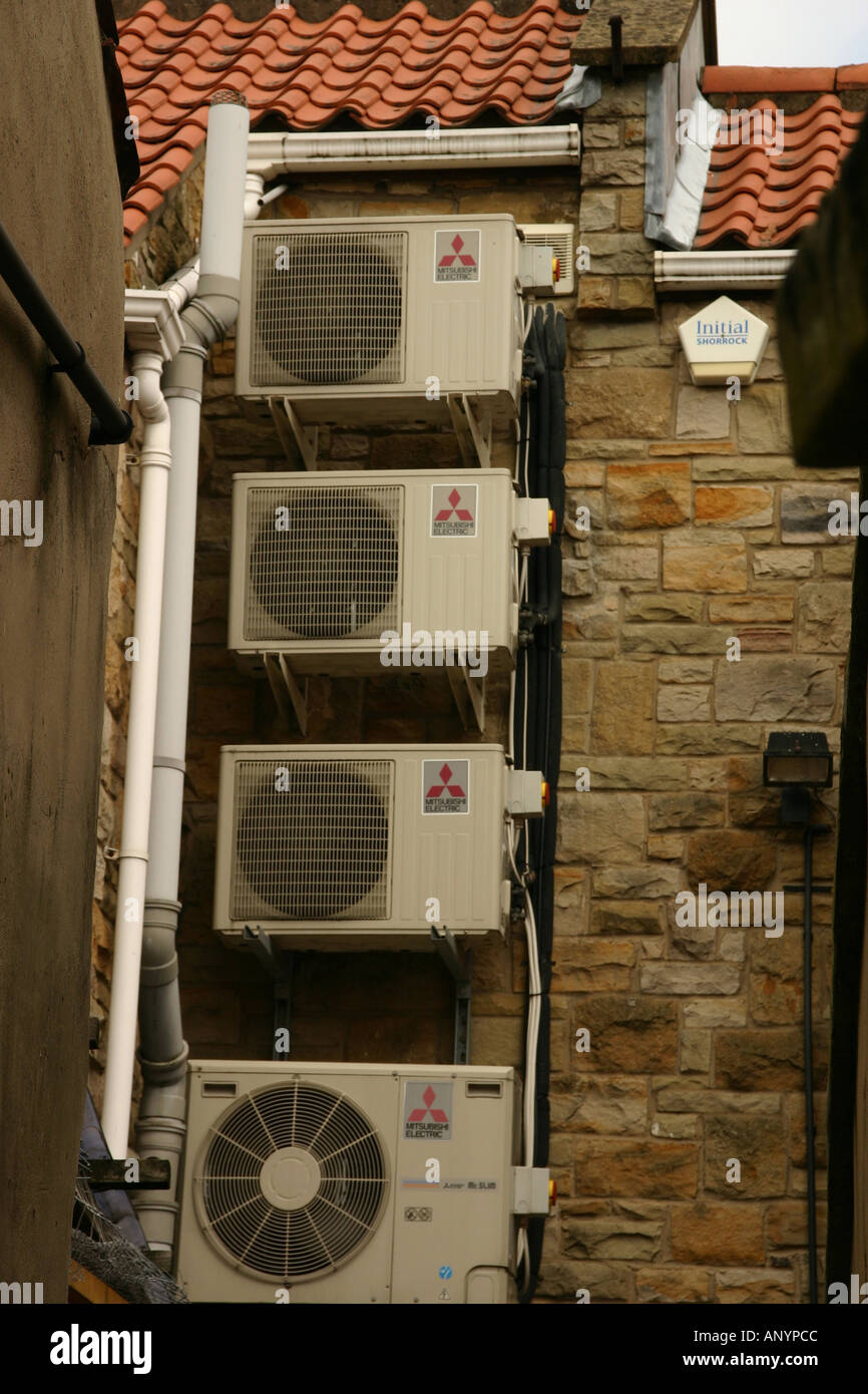 Air Conditioning Units on rear of Shop Stock Photo - Alamy