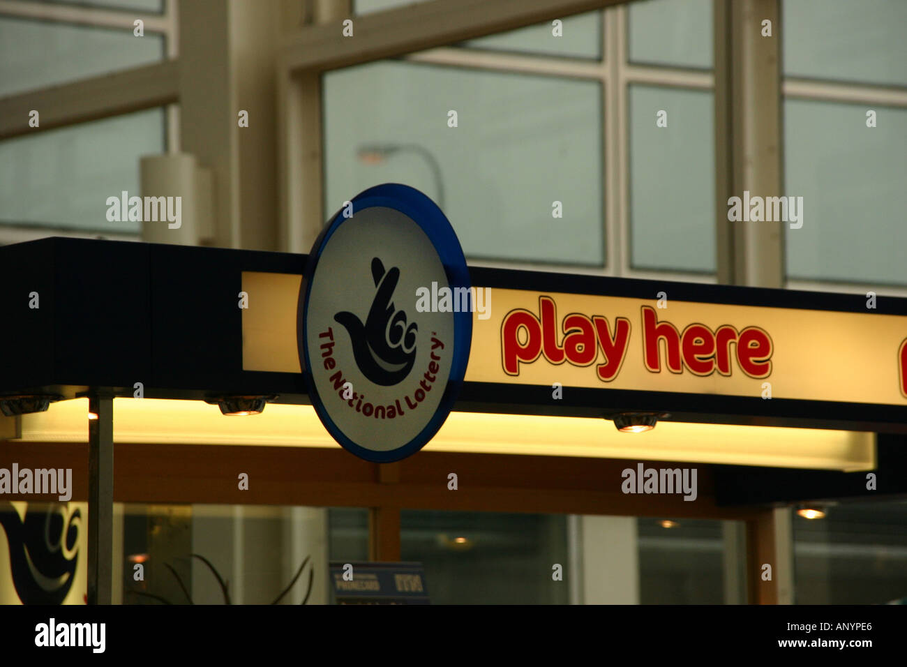 National Lottery Kiosk Sign Stock Photo - Alamy