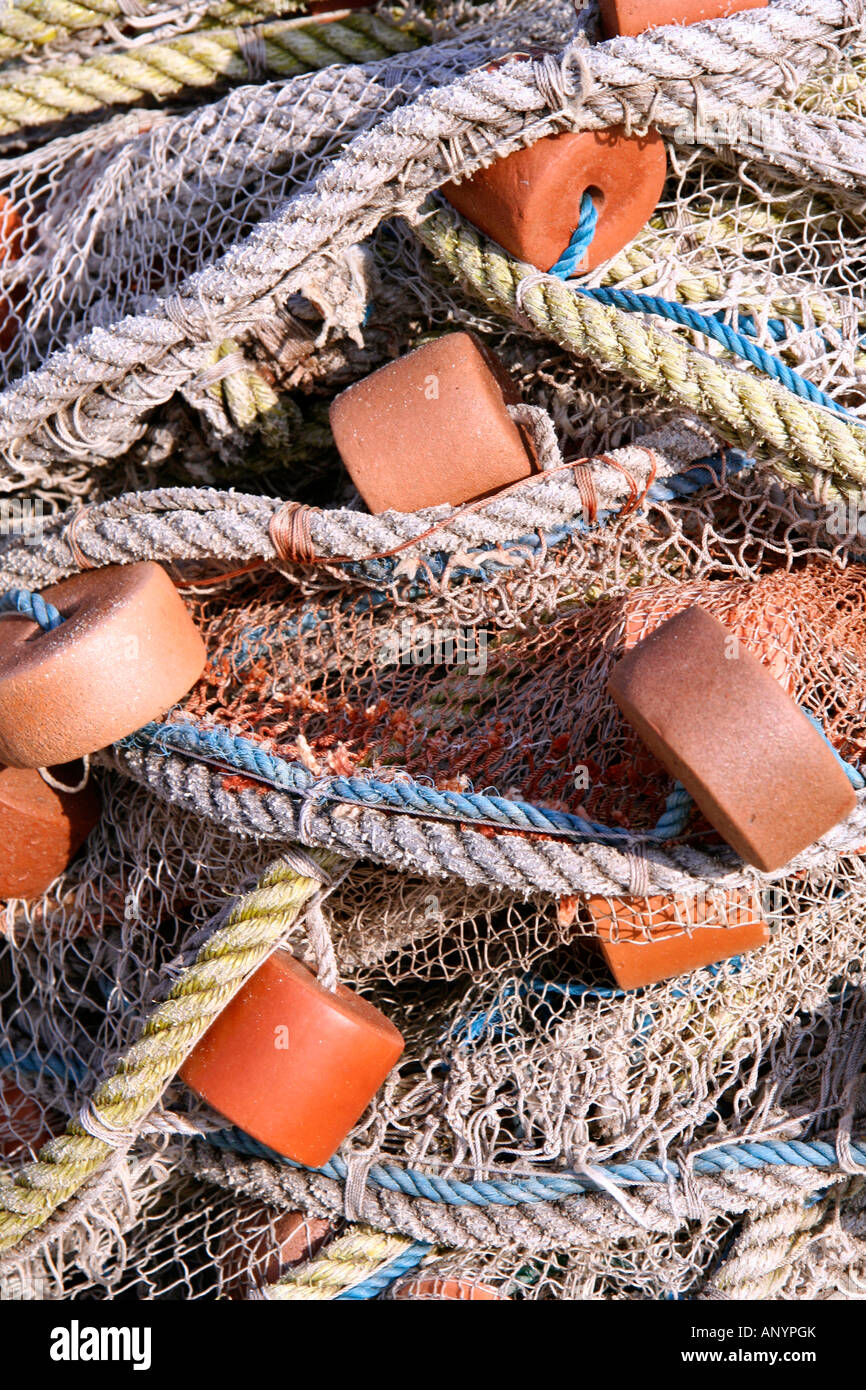fishing nets and floaters at the port Stock Photo - Alamy