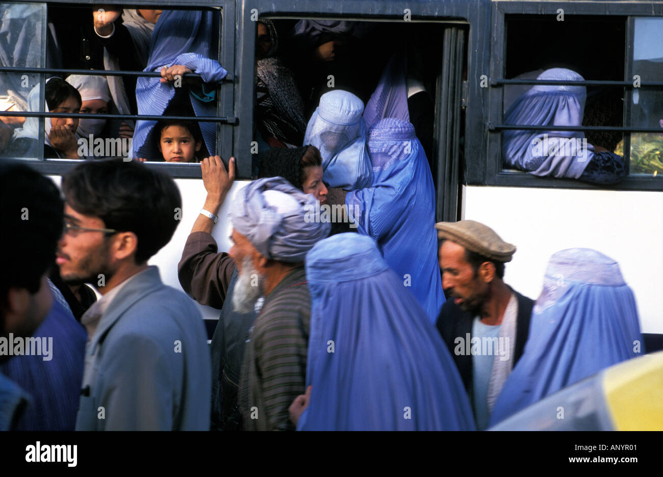 Kabul women in burka on the bus Stock Photo - Alamy