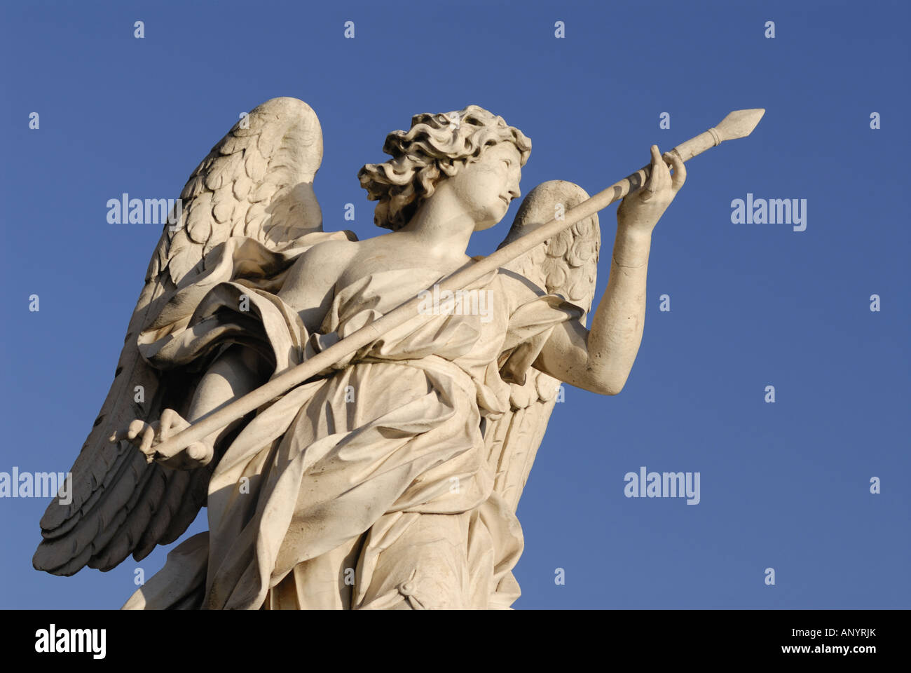 horizontal view of statue of Angel carrying arrow near Castel Sant ...