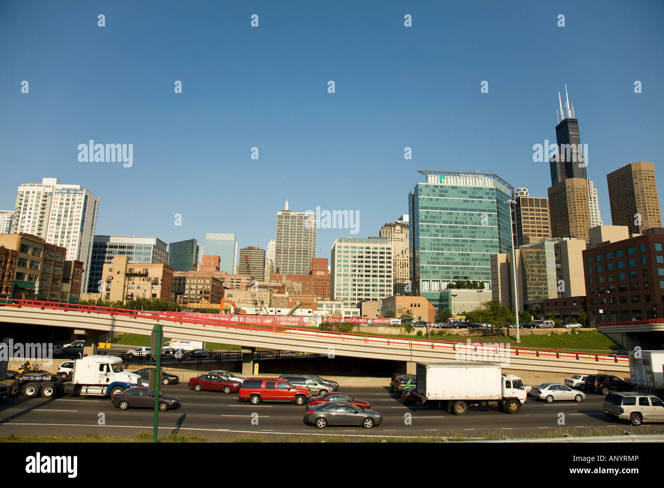 ILLINOIS Chicago Traffic on Kennedy highway interstate system Stock ...
