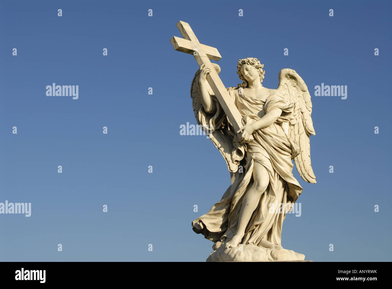 horizontal view of statue of Angel carrying cross near Castel Sant ...