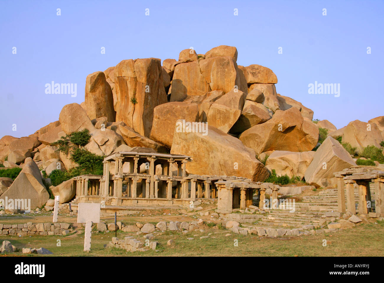 temple rock in main bazaar in hampi india Stock Photo - Alamy