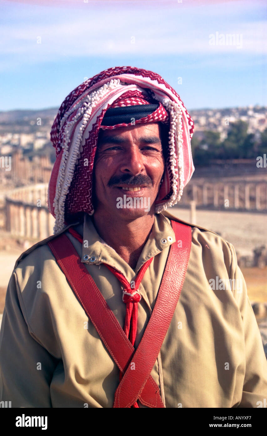 Jordan The Middle East Policeman on duty at Jerash Ancient Gerasa with ...