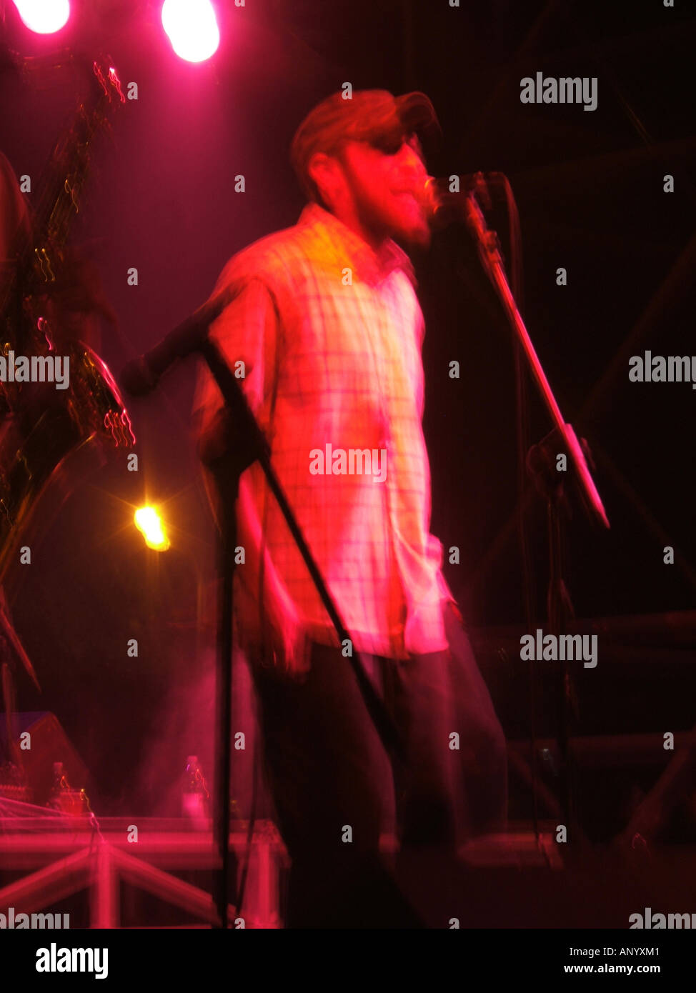 band playing in open air concert gig at night Stock Photo - Alamy