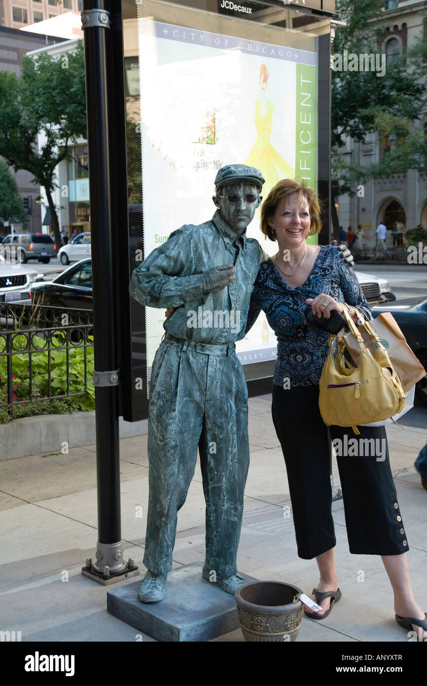 ILLINOIS Chicago Adult woman pose with male street performer make up to ...